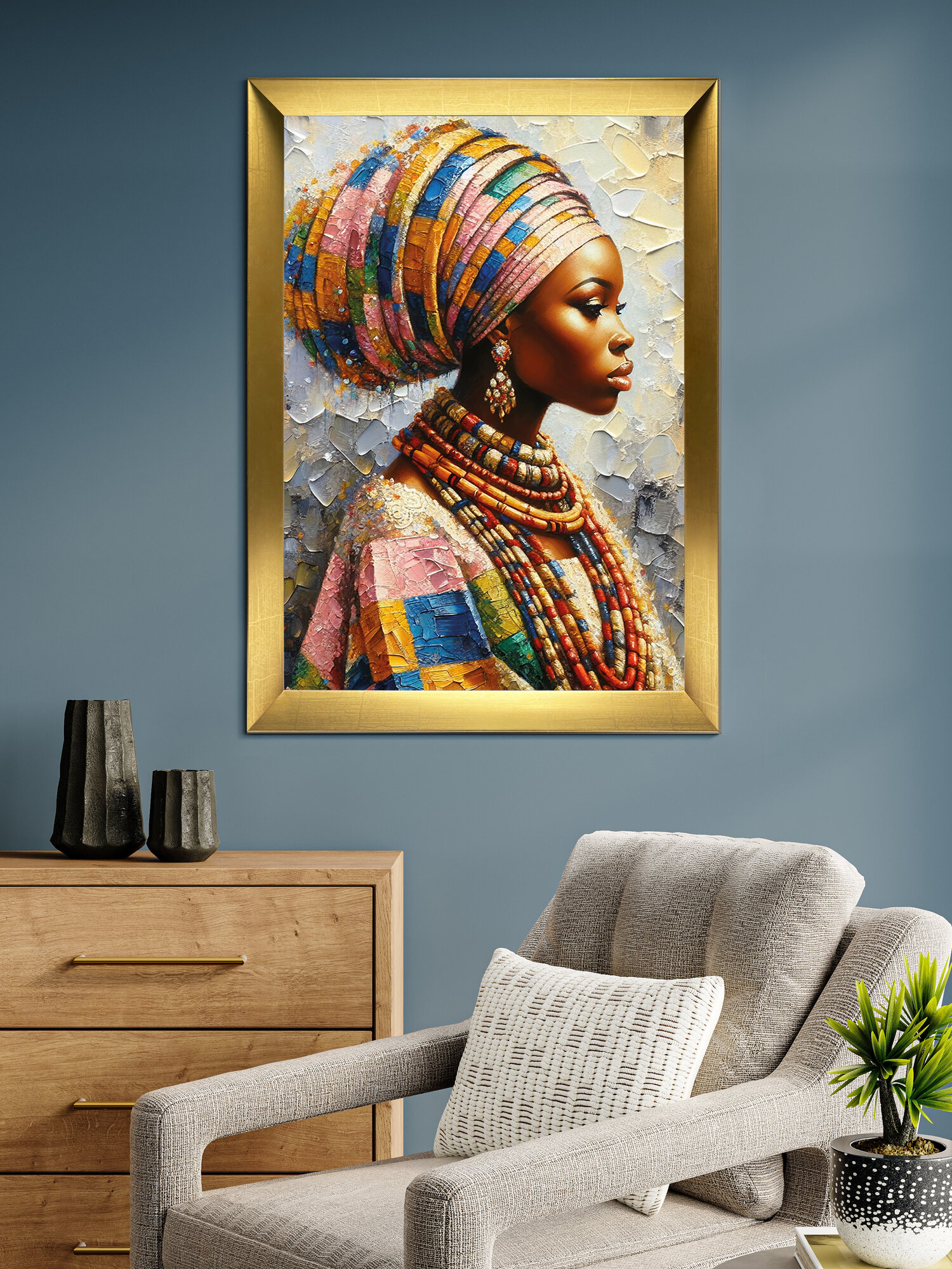 Фоторамка ALENKOR 50х70 см пластиковая, 1шт, золотистый, для картин, диплома, грамоты, вышивки