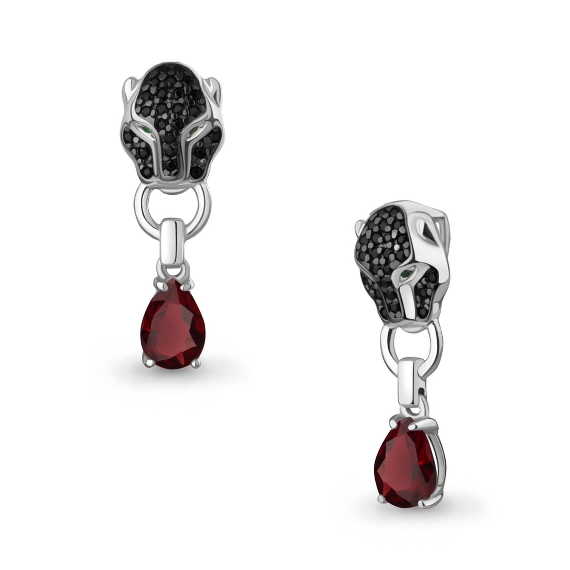 Подвеска, серебро, 925 проба, родирование, кристалл, изумруд синтетический, гранат