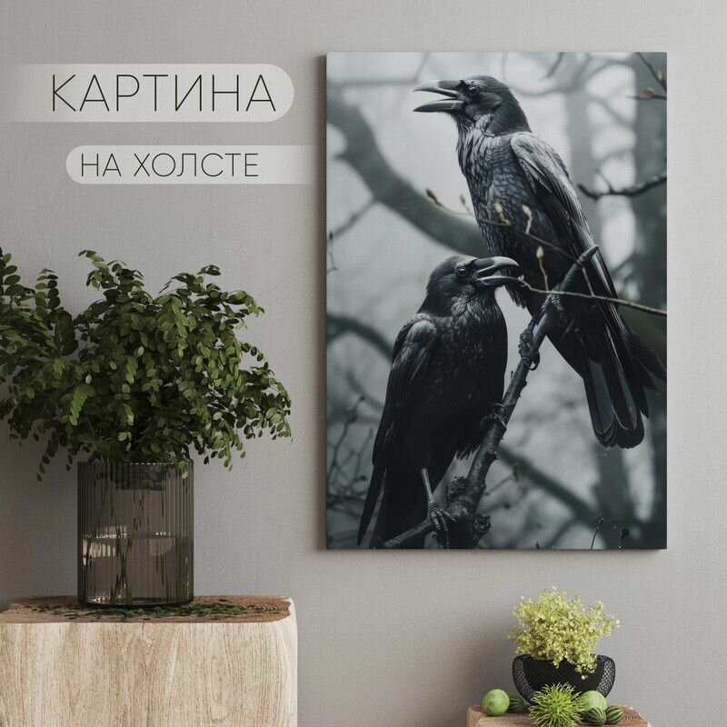 Картина на холсте Загадочные птицы Вороны (19) 20х30 см