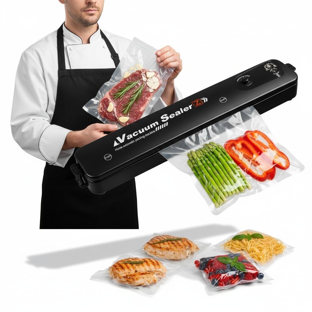 Вакуумный упаковщик "Vacuum Sealer " Фабричное качество , пластик, с функцией уплотнения, 90 Вт
