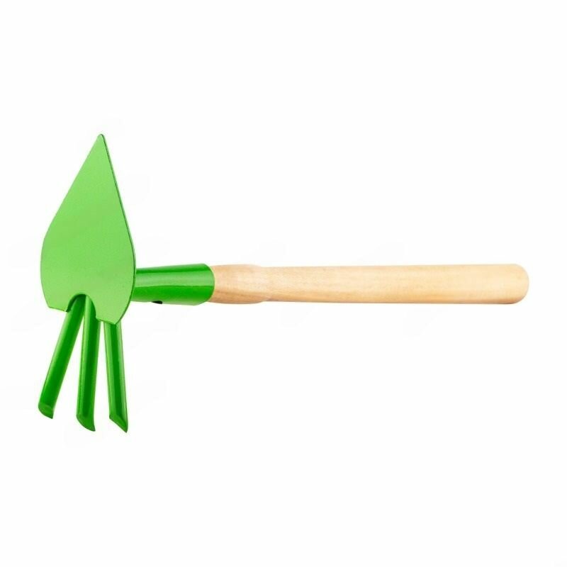 Рыхлитель Волжский сад 3-х зубый с черенком, нержавеющая сталь, зеленый