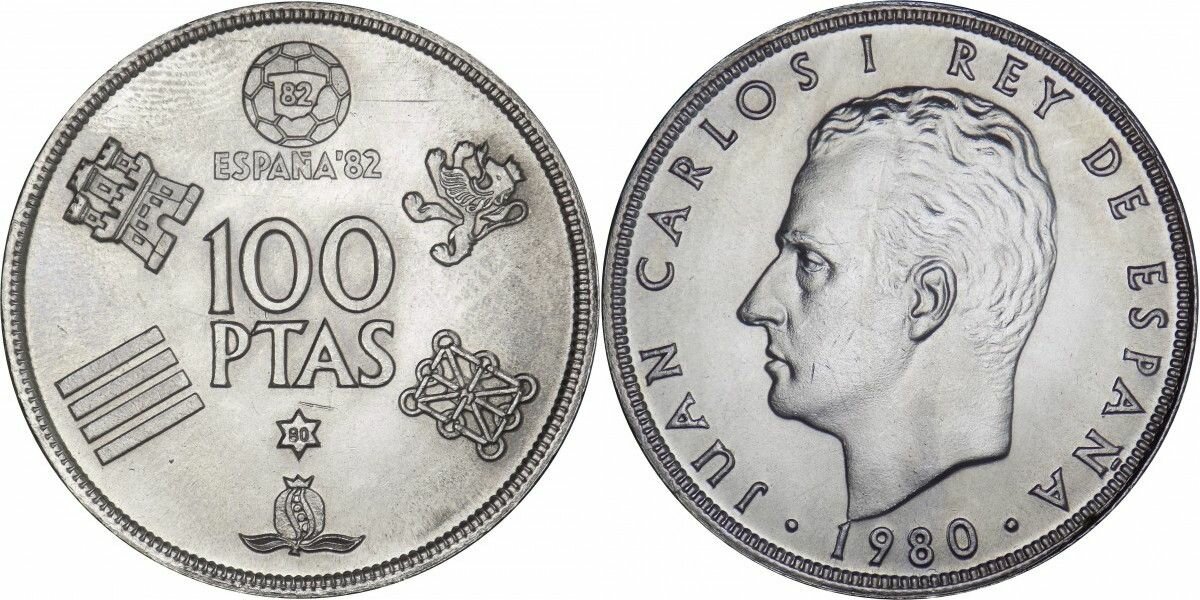 Испания 100 песет, 1980 Чемпионат мира по футболу aUNC