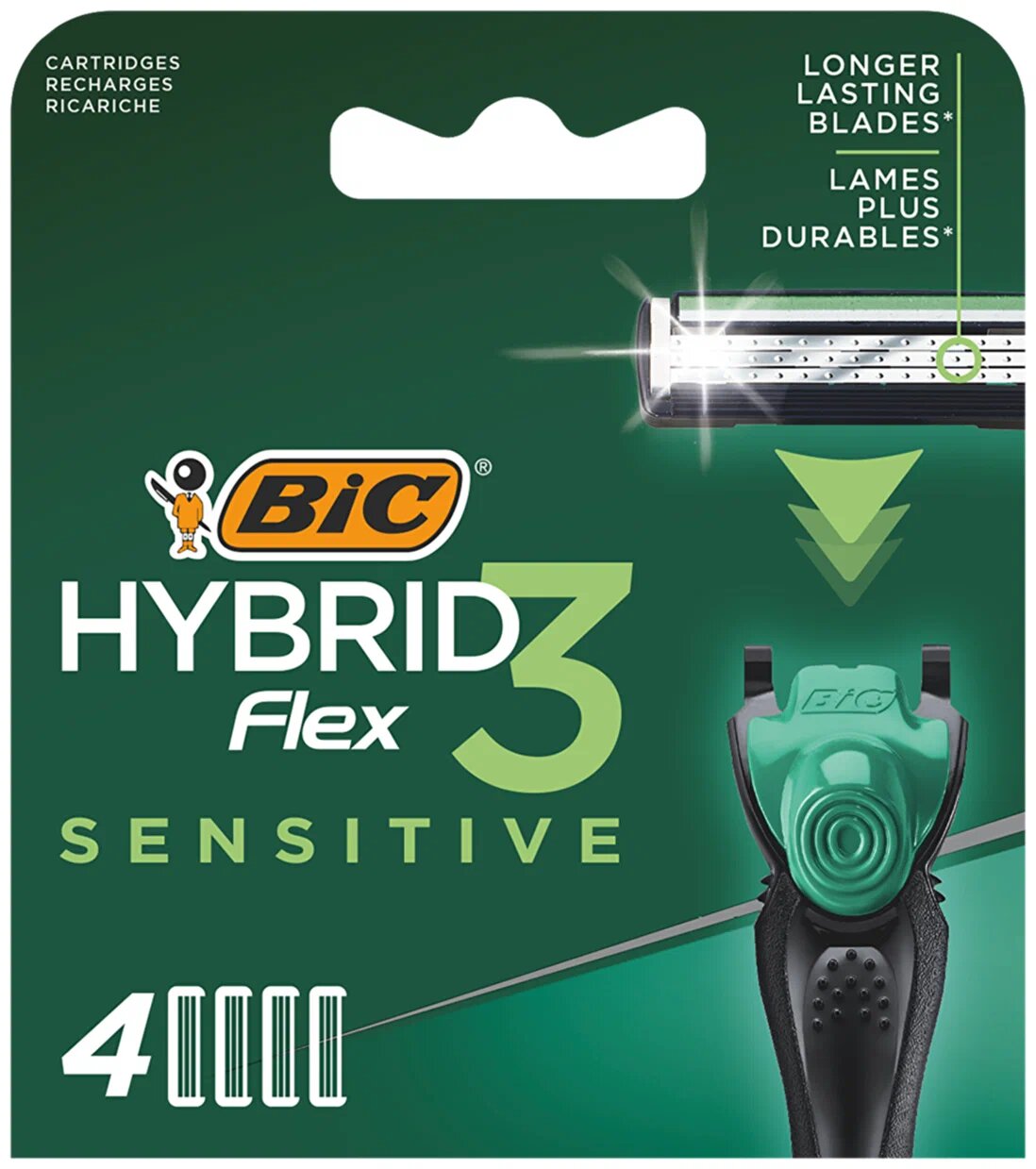 Cменные кассеты для бритья BIC Flex 3 Hybrid Sensitive, 4 шт