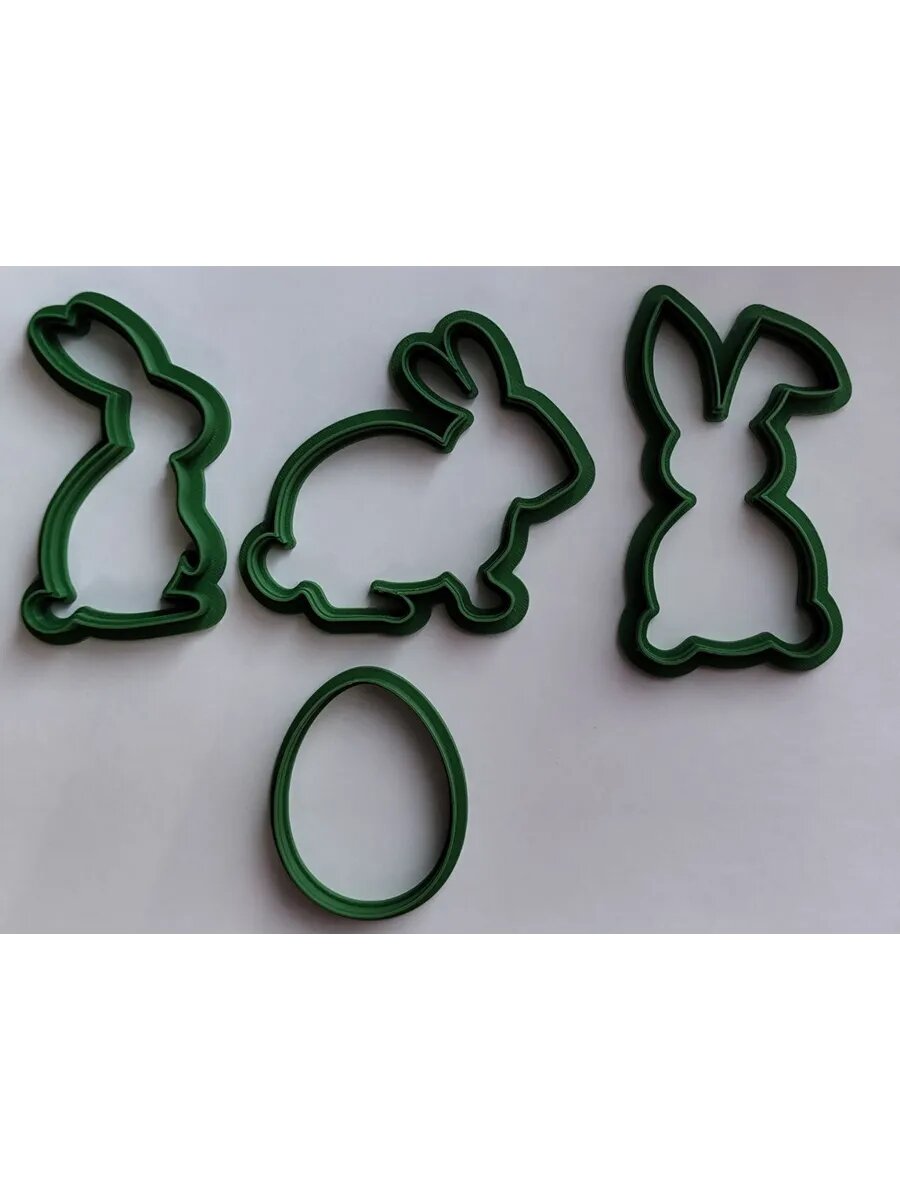 Вырубка "Зайчики и Яйца", для пряников, печенья, пластика, 4 шт, зеленая