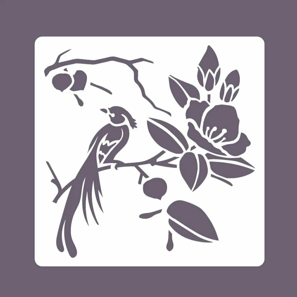 Набор трафаретов для рисования цветами и птицами