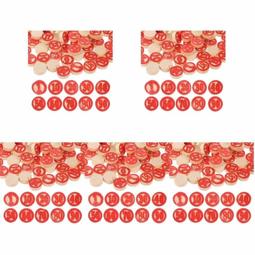 Набор из 10 деревянных шахматных фишек с цифрами для игры в бинго, красные