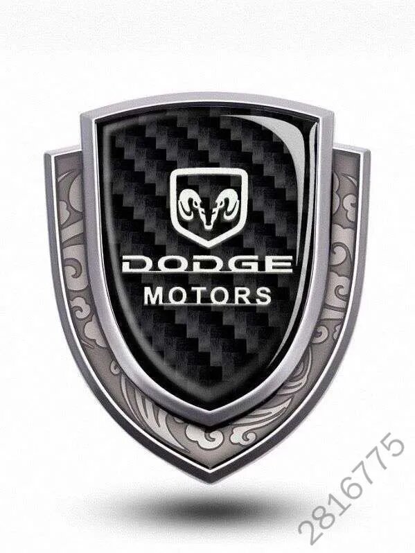 Наклейка автомобильная Dodge с логотипом, карбон, для дверей, серого цвета, 7x5.5 см, 1 шт.