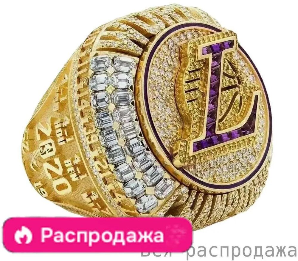Чемпионский перстень НБА Лос-Анджелес Лейкерс 2020 золотого цвета, размер 14
