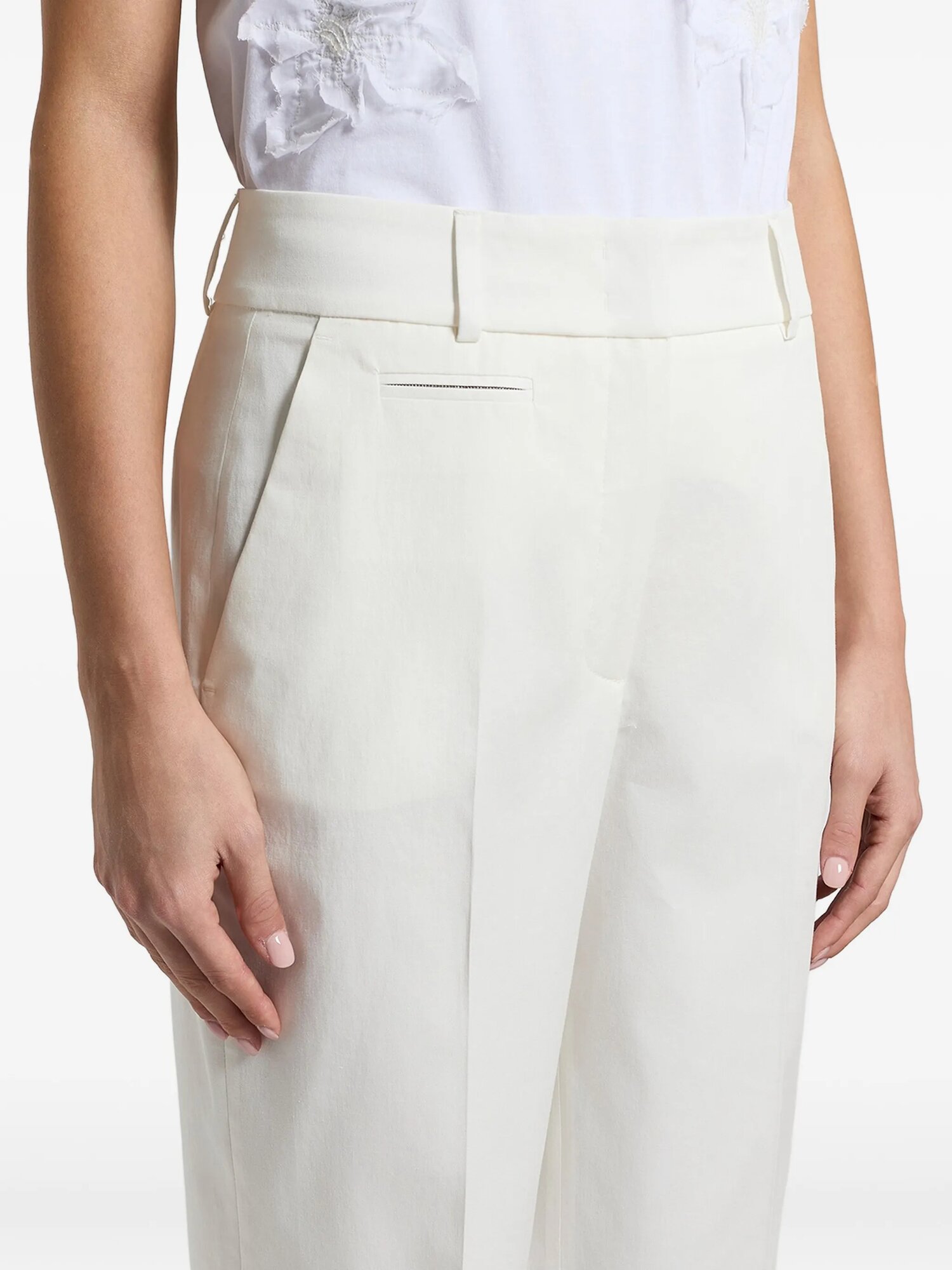 Брюки PESERICO Cuffed trousers, размер 48, бежевый/белый — фото 1