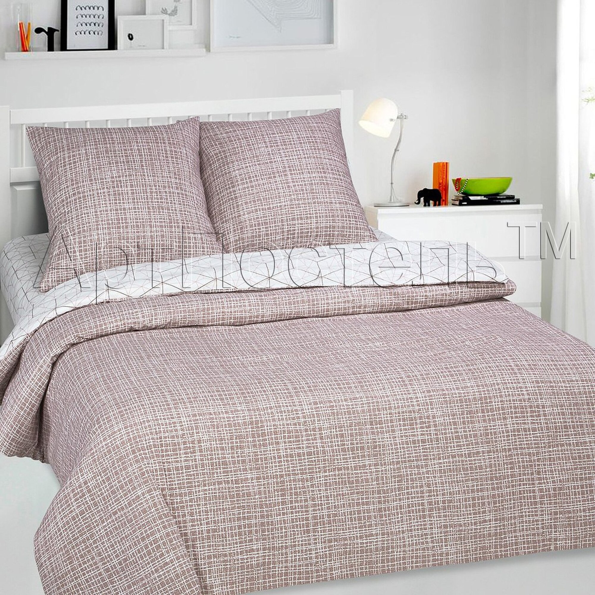 Постельное белье АртПостель "Абстракция", 2-спальный, поплин, 100% хлопок, коричневое