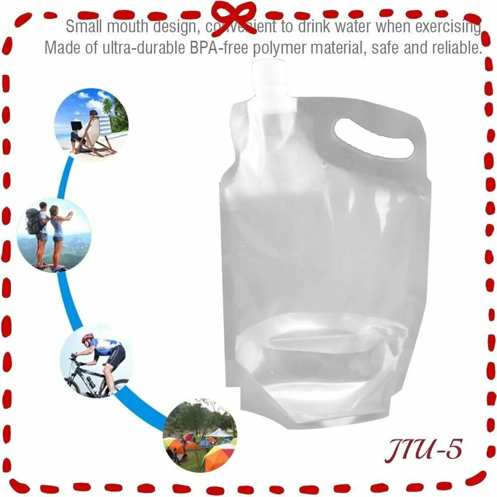 Прочный 2L переносной мешок для воды, удобный для кемпинга и походов