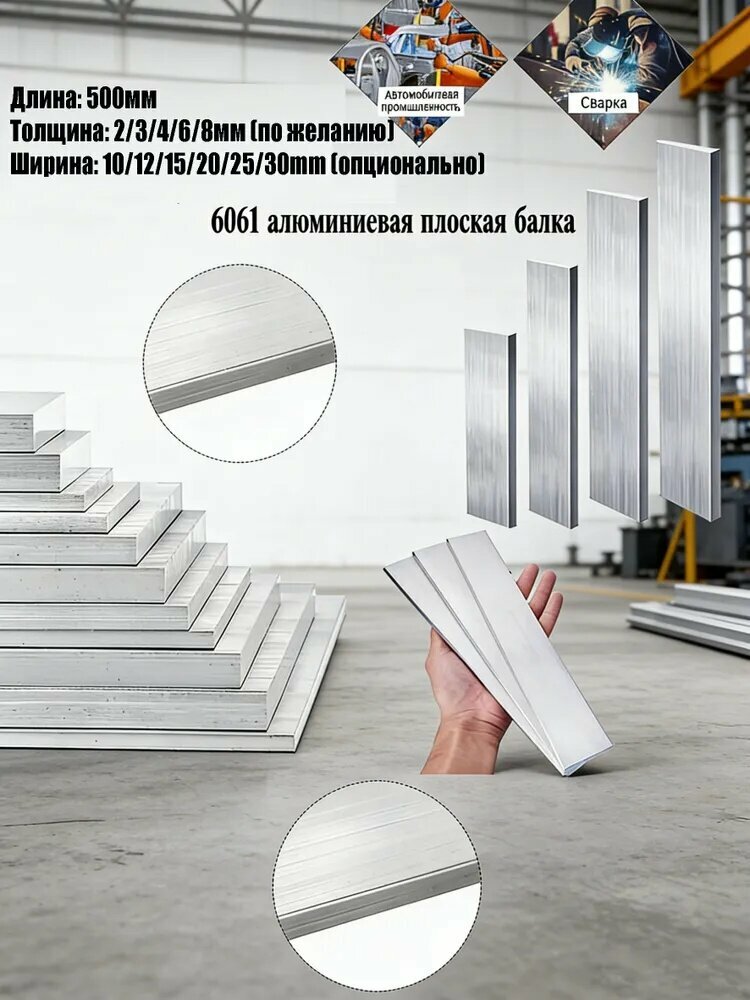 Шина алюминиевая 4x10x500мм, алюминиевая полоса