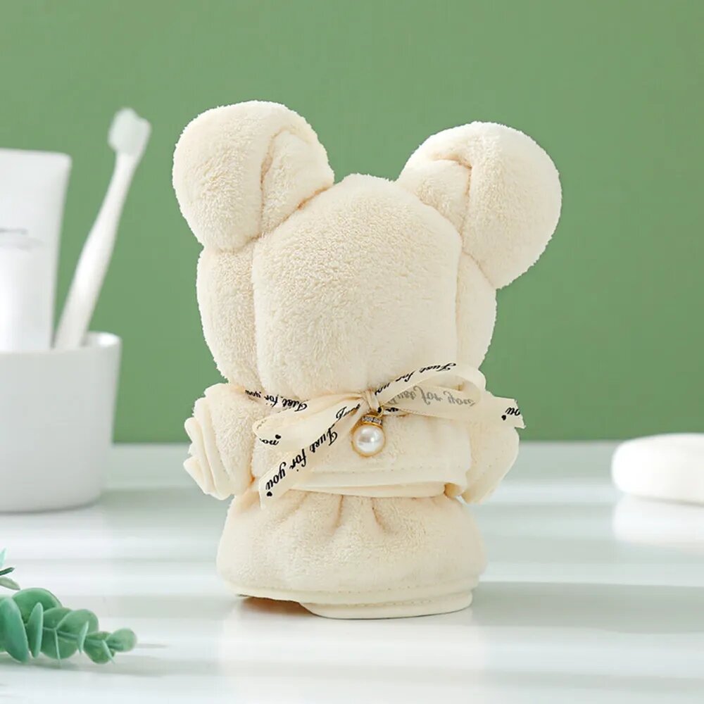 Полотенце для лица, рук мягкое впитывающее полотенце для лица размером 30 x 40 см /подарок в виде милого полотенца в форме медведя, Полиэстер, 30x40 см, кремовый, 1 шт.