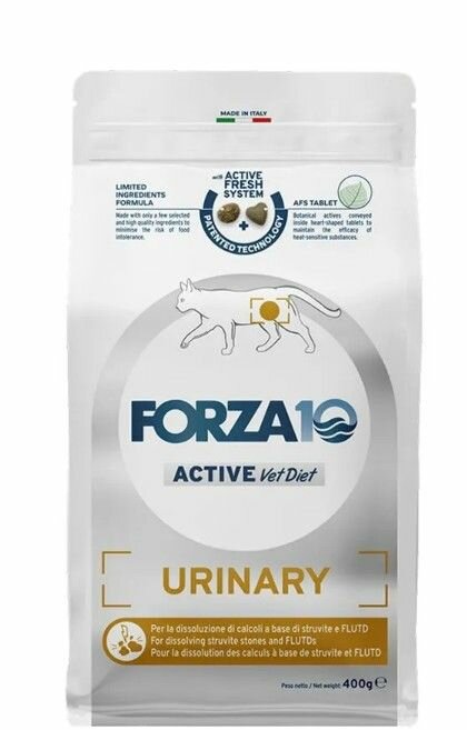 Forza10 Active Urinary сухой корм для взрослых кошек при заболеваниях мочевыводящих путей с рыбой 400гр.
