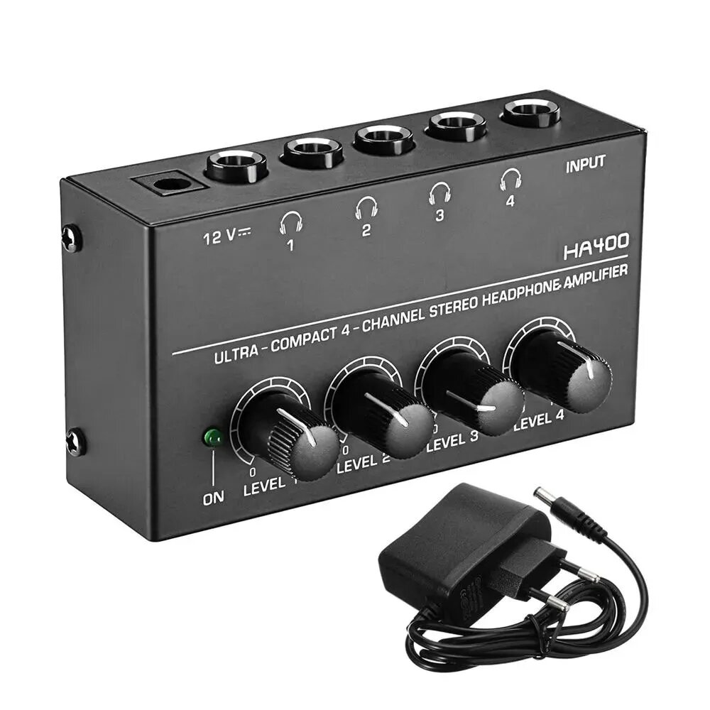 Европейский 4-ходовой усилитель для наушников HA400, для студийных и сценических приложений, черный