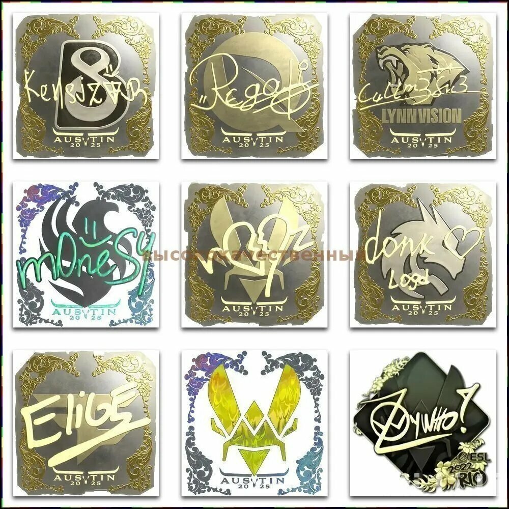 Эксклюзивный набор 59 стикеров для телефона с автографами киберспортсменов CS2 в дизайне турнира Major