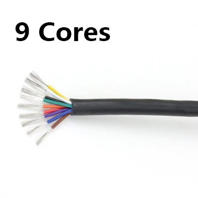 Медный провод UL2464 2-10 жил черный/белый 26AWG, 9 Cores, 1 Meter x Black