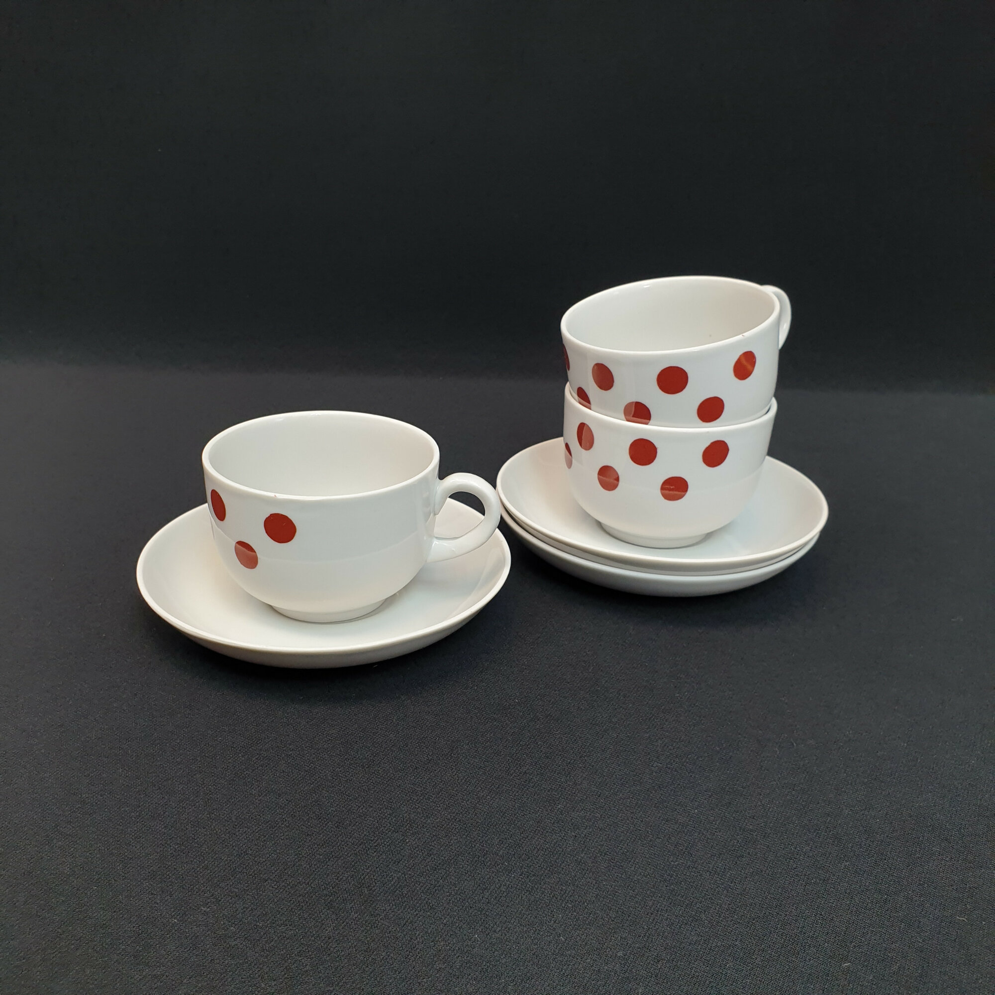 Винтажный набор из 3 кофейных пар Дулево, фарфор 125 мл, CCCH