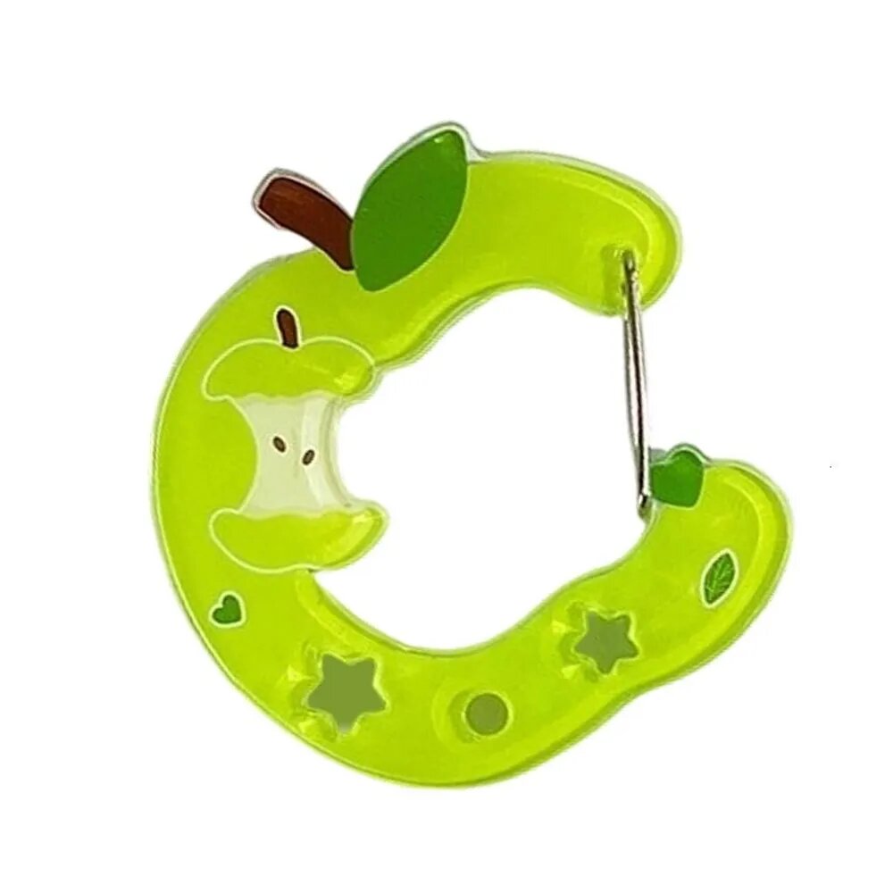 Художественная акриловая подвеска с фруктовым дизайном и съемным зажимом для украшения сумок, - Сердцевина зеленого яблока