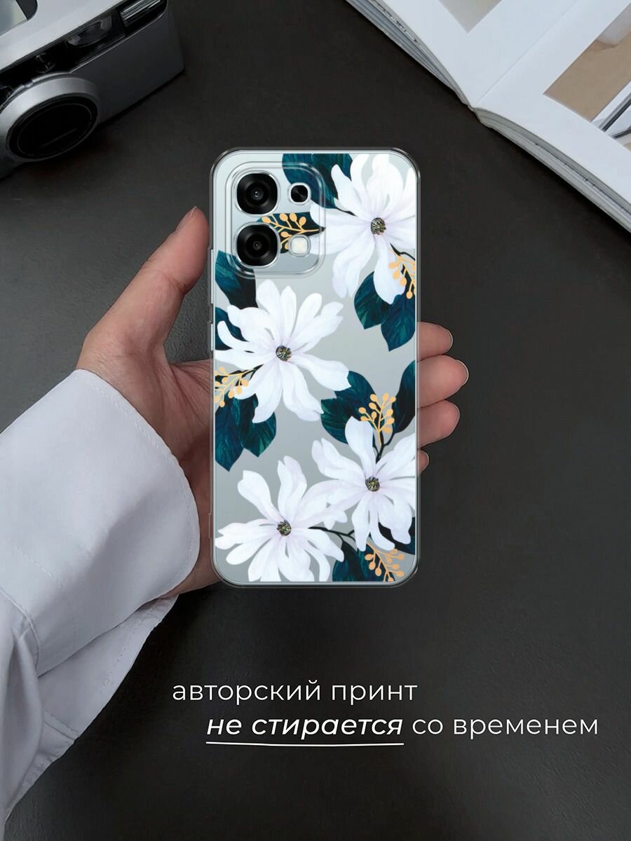 Чехол на Oppo A6 Pro / Оппо A6 Про с принтом Delilah Flower, прозрачный — фото 1