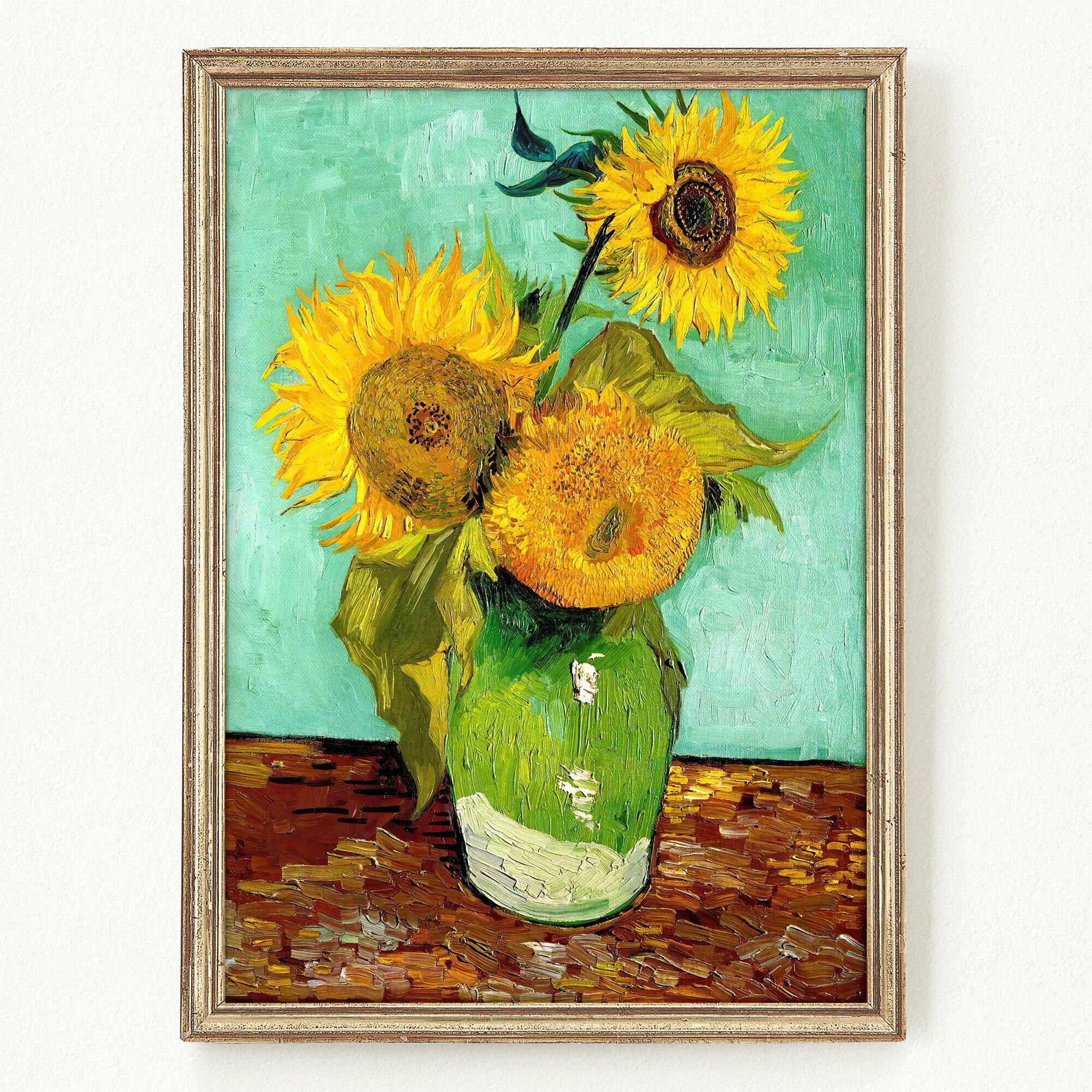 Постер "Три подсолнуха - Винсент ван Гог", 21х30 см (без рамки)