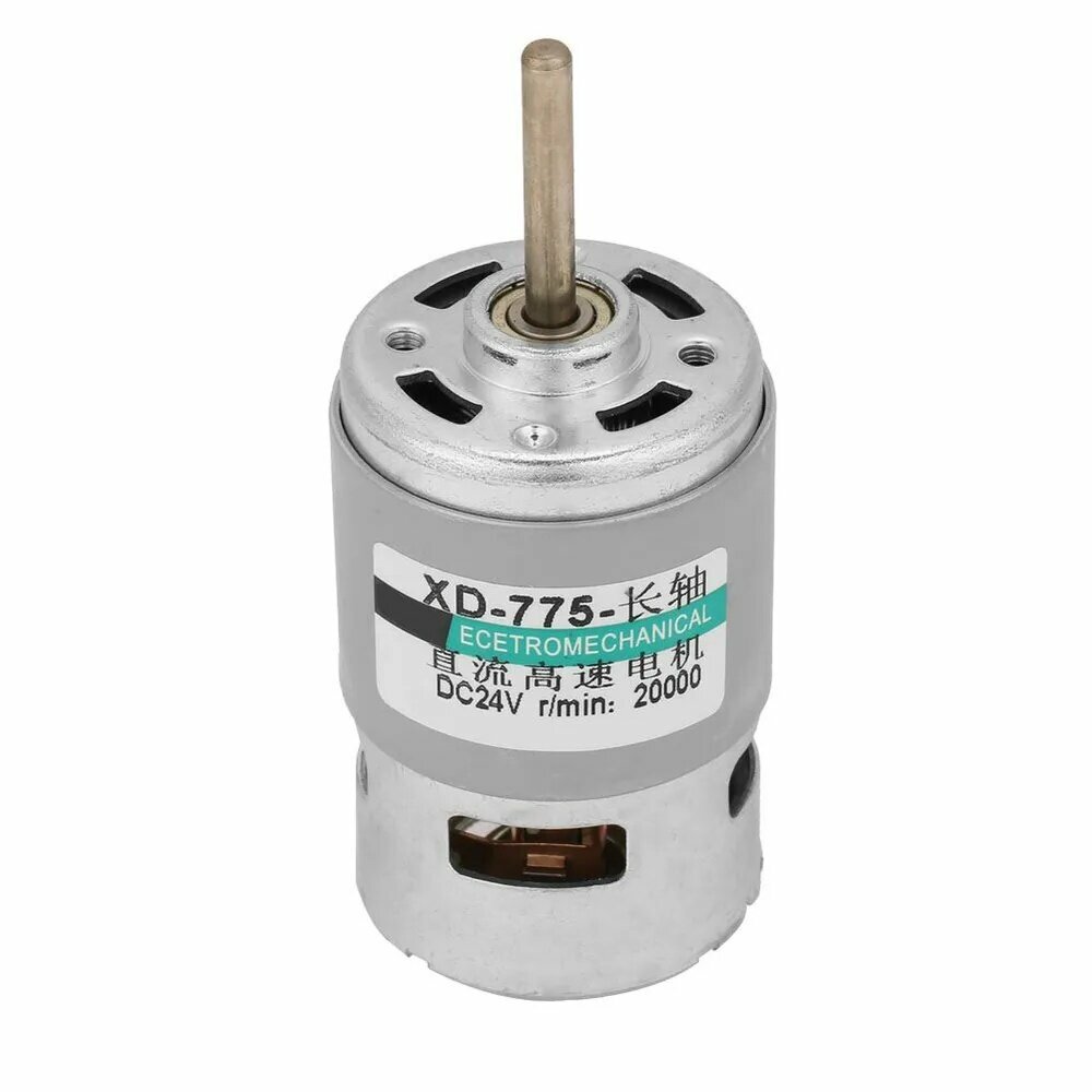 Высокомощный двигатель 775 80W с удлиненным валом для DIY дрелей и резаков, 12V/24V, 20000 об/мин, идеален для резки камня, профилей и стали.