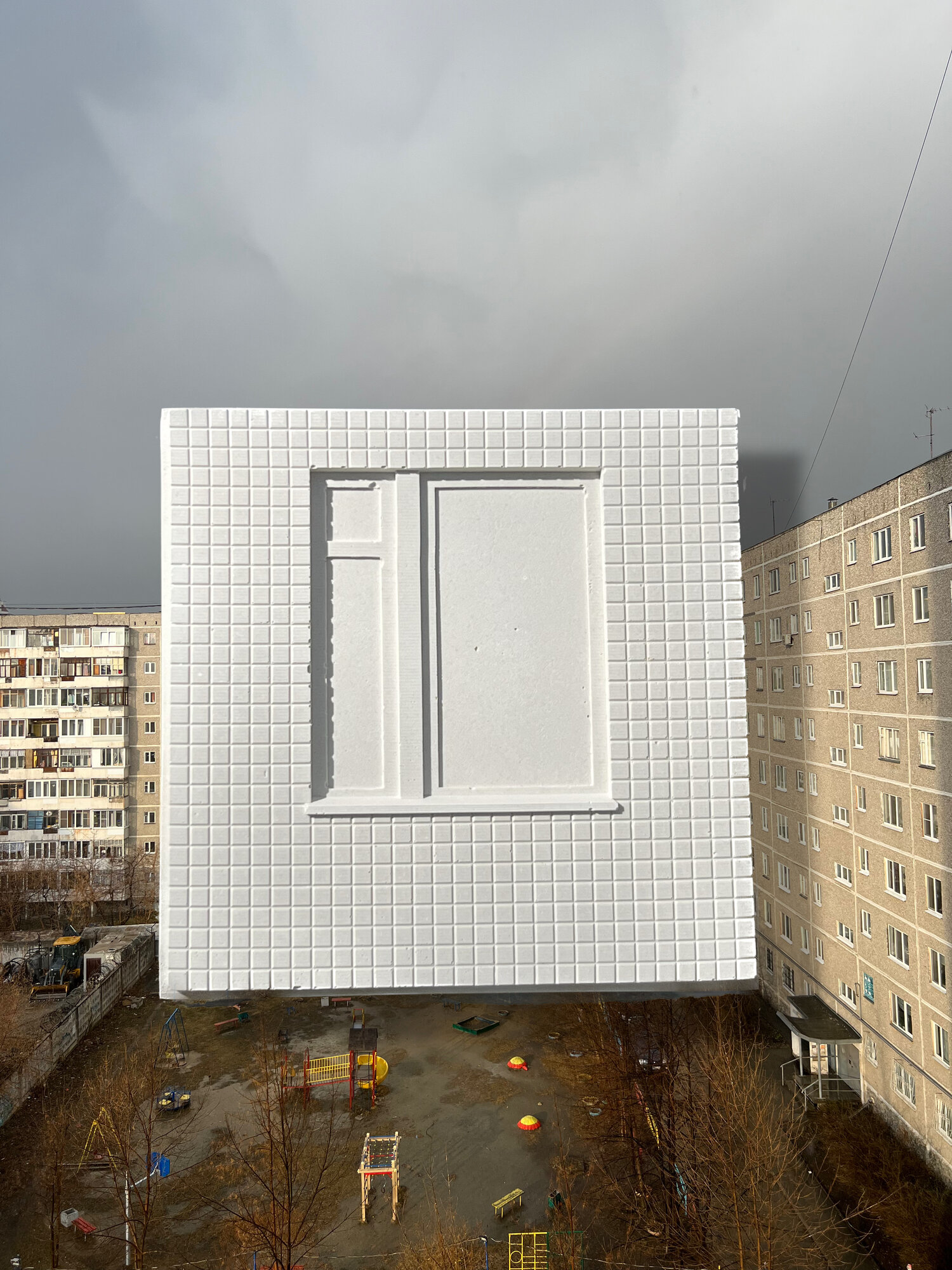 Статуэтка Podgon "Панельное Окно", гипс, ручная работа, белая, 14 см — фото 1
