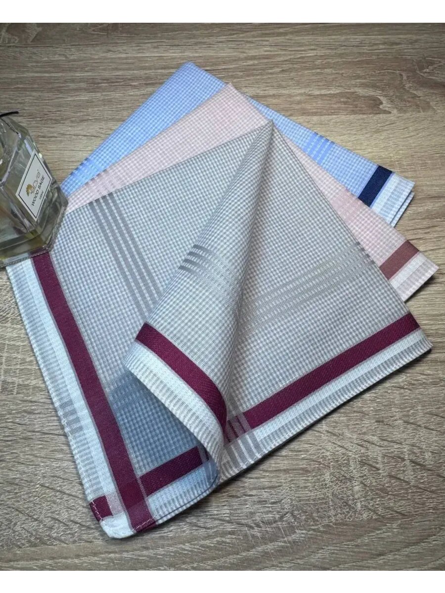 Комплект с шарфом Pastel для мужчин,30х30 см, коричневый, синий, голубой, красный — фото 1