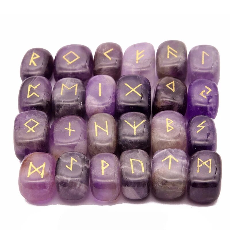 Набор рун из агата 25 шт. Сиреневый, Amethyst