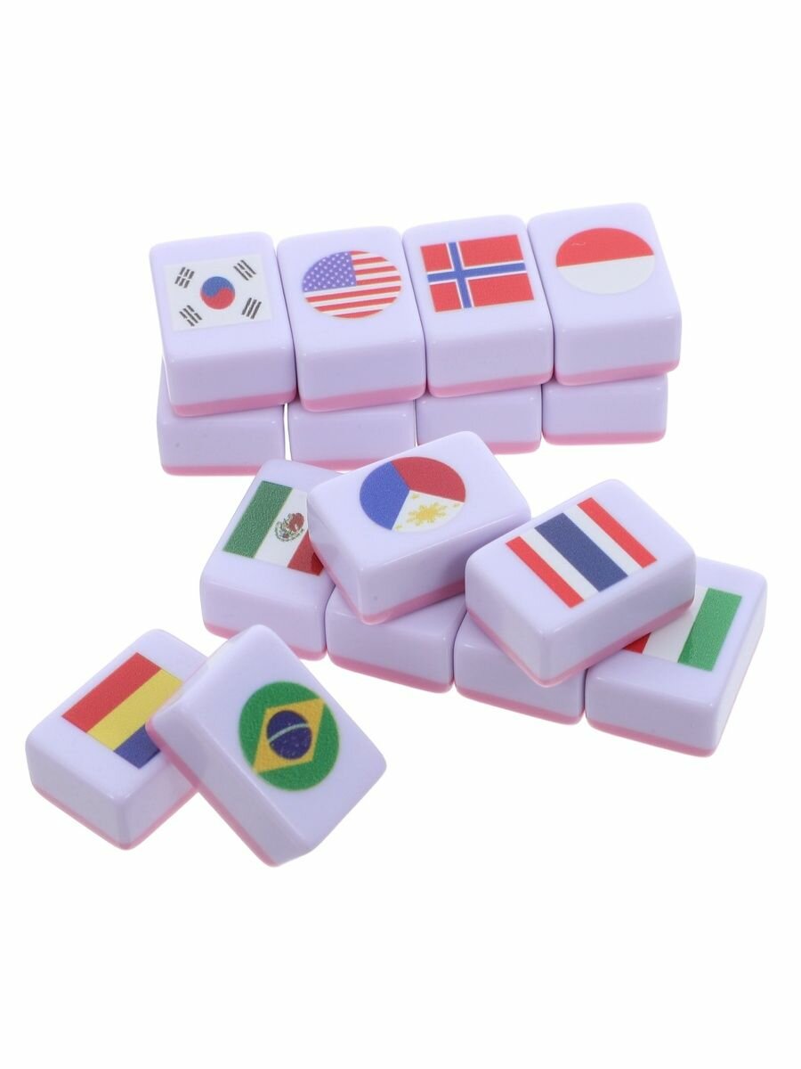 Настольная игра маджонг с флагами стран, 64 фишки