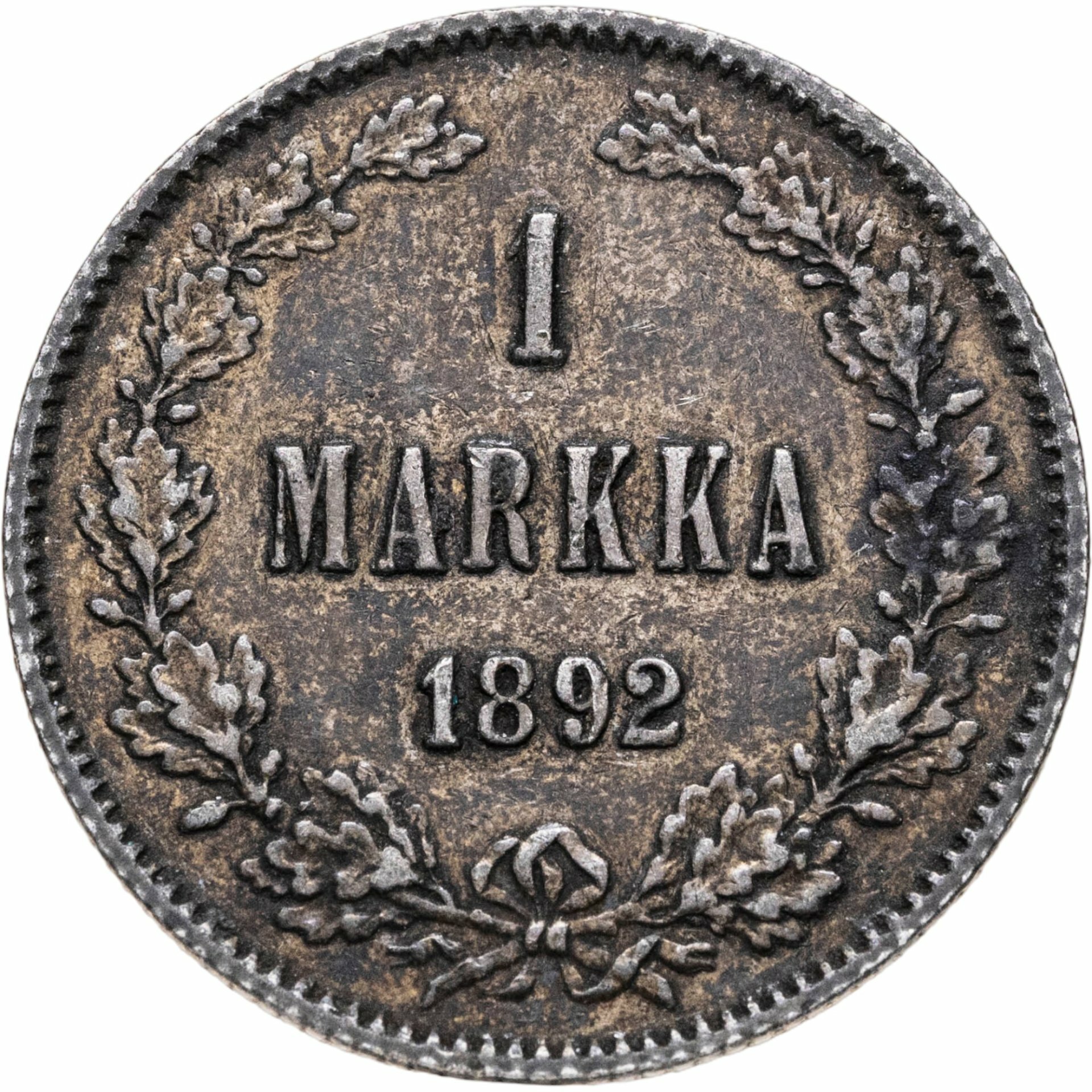 1 марка 1892 L Российская Финляндия, Серебро 868, в сохранности XF