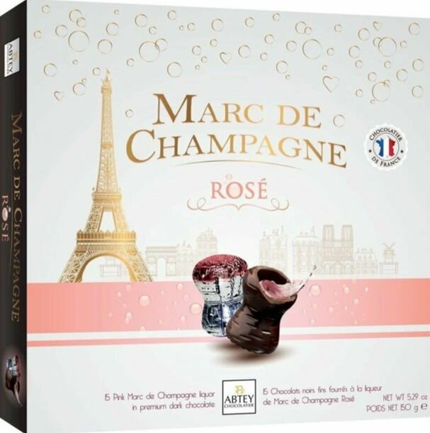 Конфеты ABTEY - MOMENTS CHAMPAGNE ROSE 15 бочонков из темного шоколада с розовым шампанским /картон/ 150г