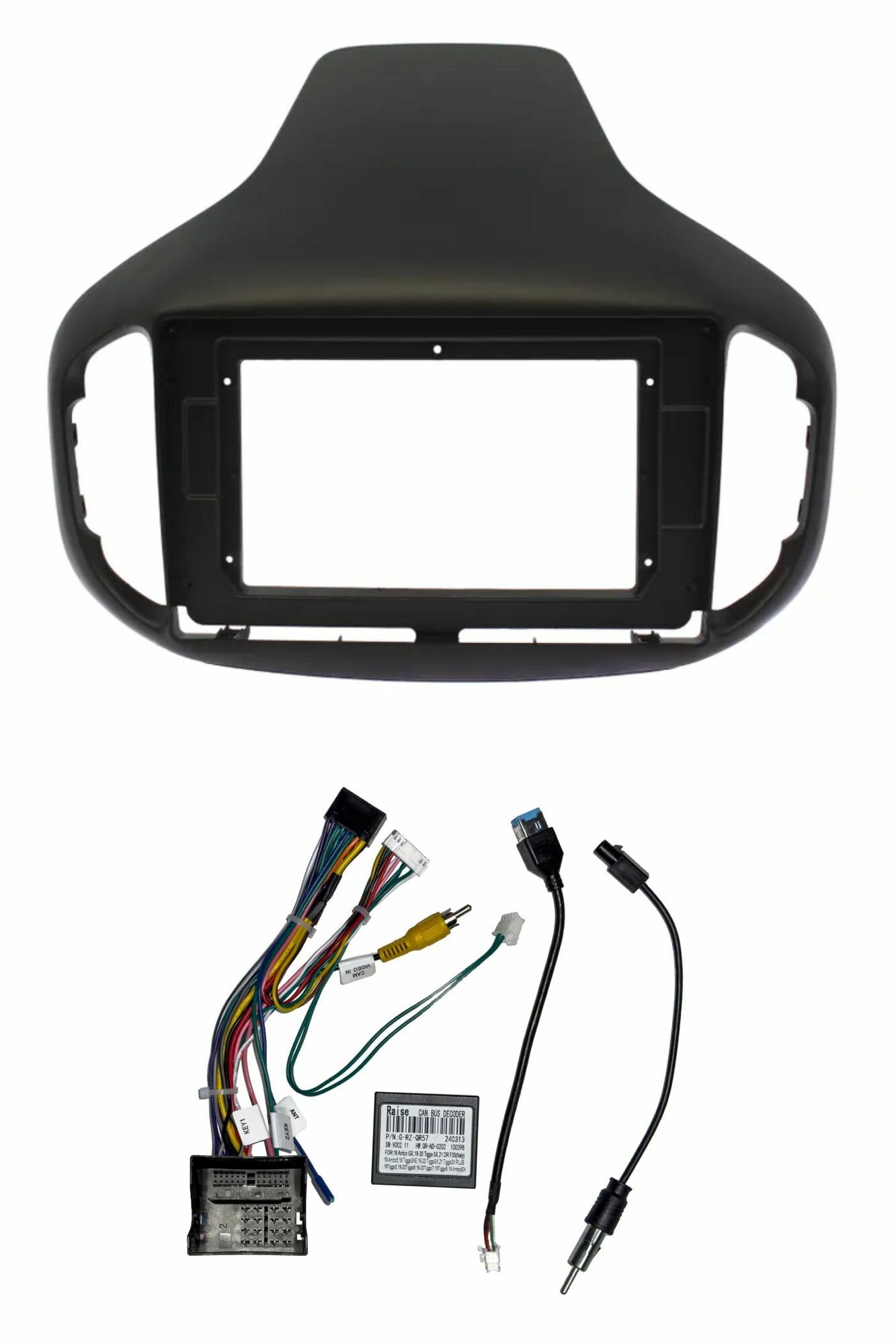 Рамка переходная Chery Tiggo 7 2016+ + проводка для 10" магнитолы / Wide Media