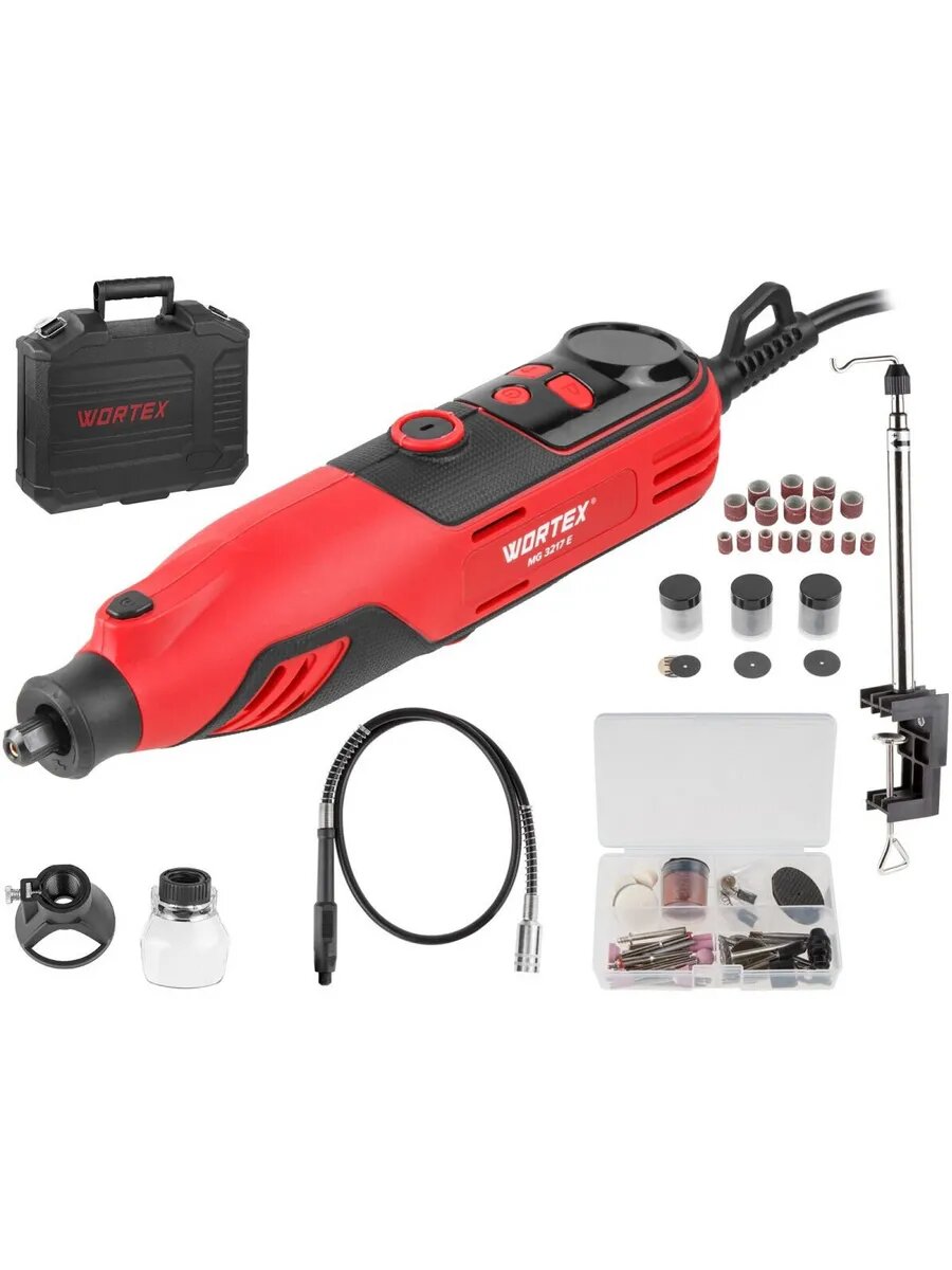 Гравер электрический с насадками в кейсе 130 Вт WORTEX MG 3217 E (1335932)