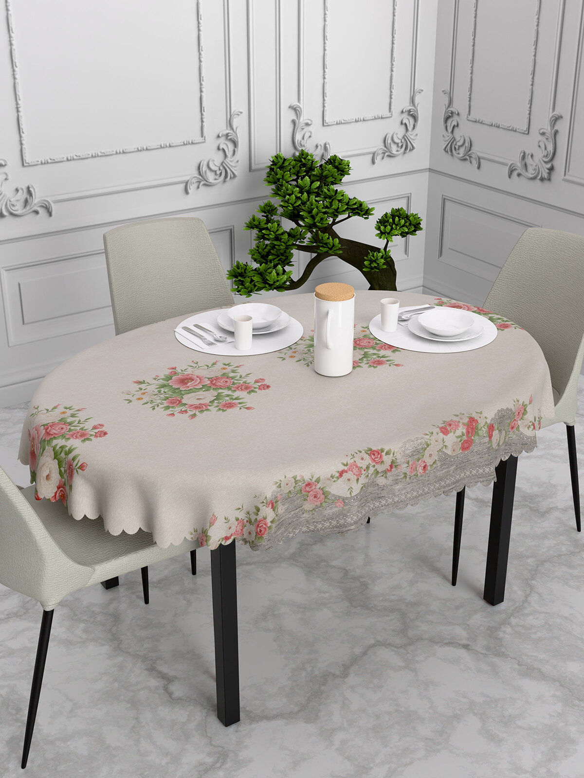 Скатерть клеенка на стол на кухню 180х140 см водоотталкивающая на тканевой основе Весна