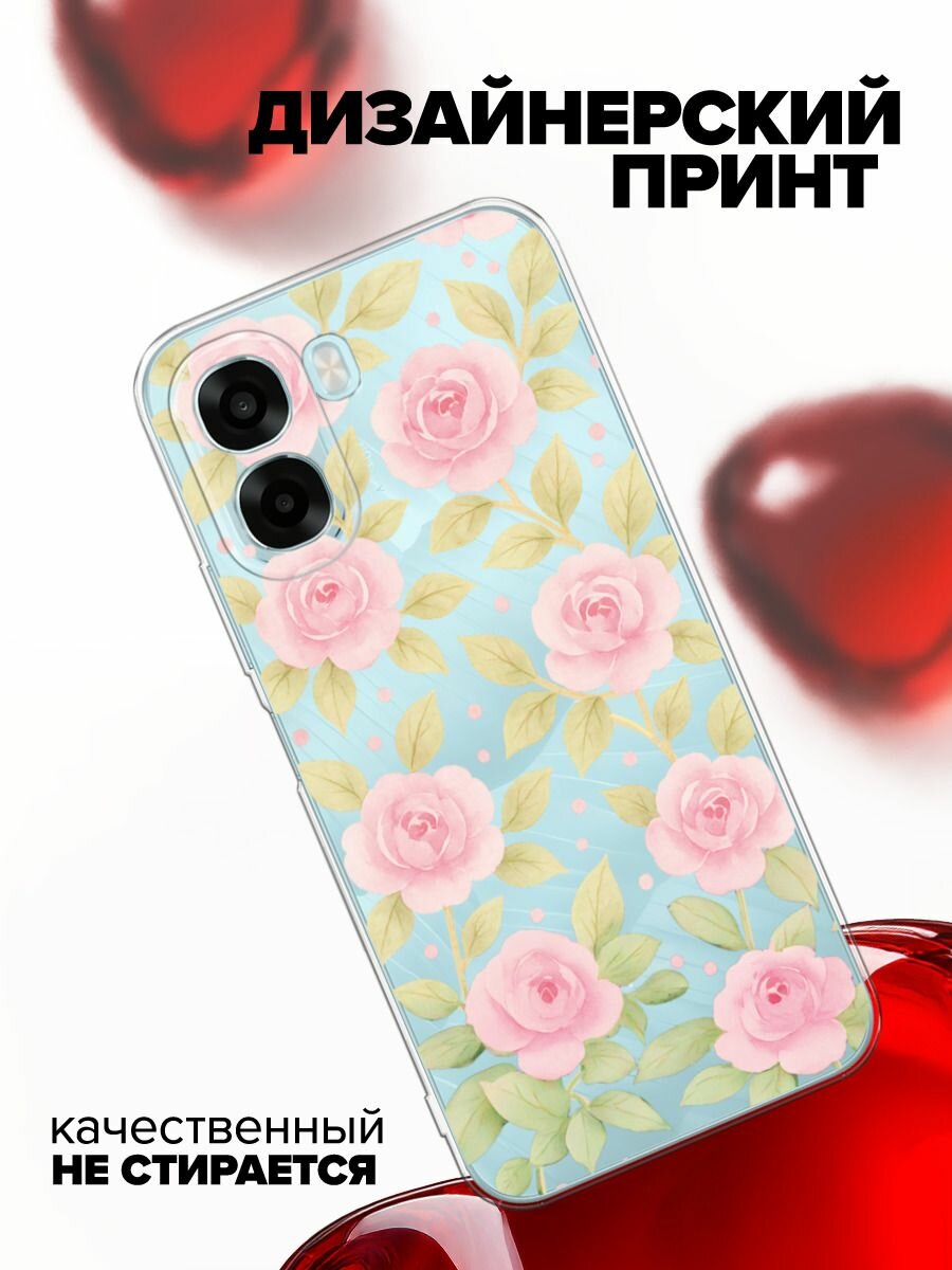 Чехол на Oppo A6x / Оппо A6x с принтом Акварельные розовые розы — фото 1