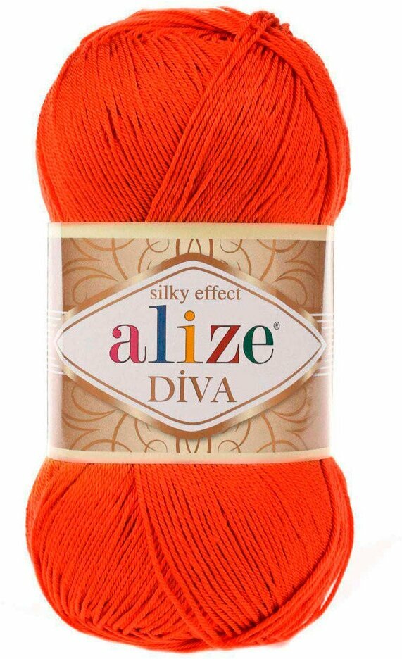 Пряжа для вязания ALIZE 'Diva', 100г, 350м (100% микрофибра) ТУ (37 Оранжевый), 4 мотка