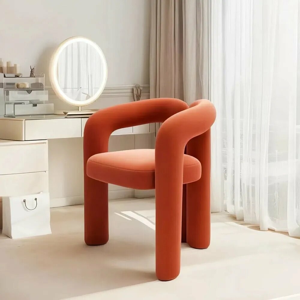 Кресло для макияжа терракотовое, текстильное, с спинкой, для туалетного столика, 47х47х78 см