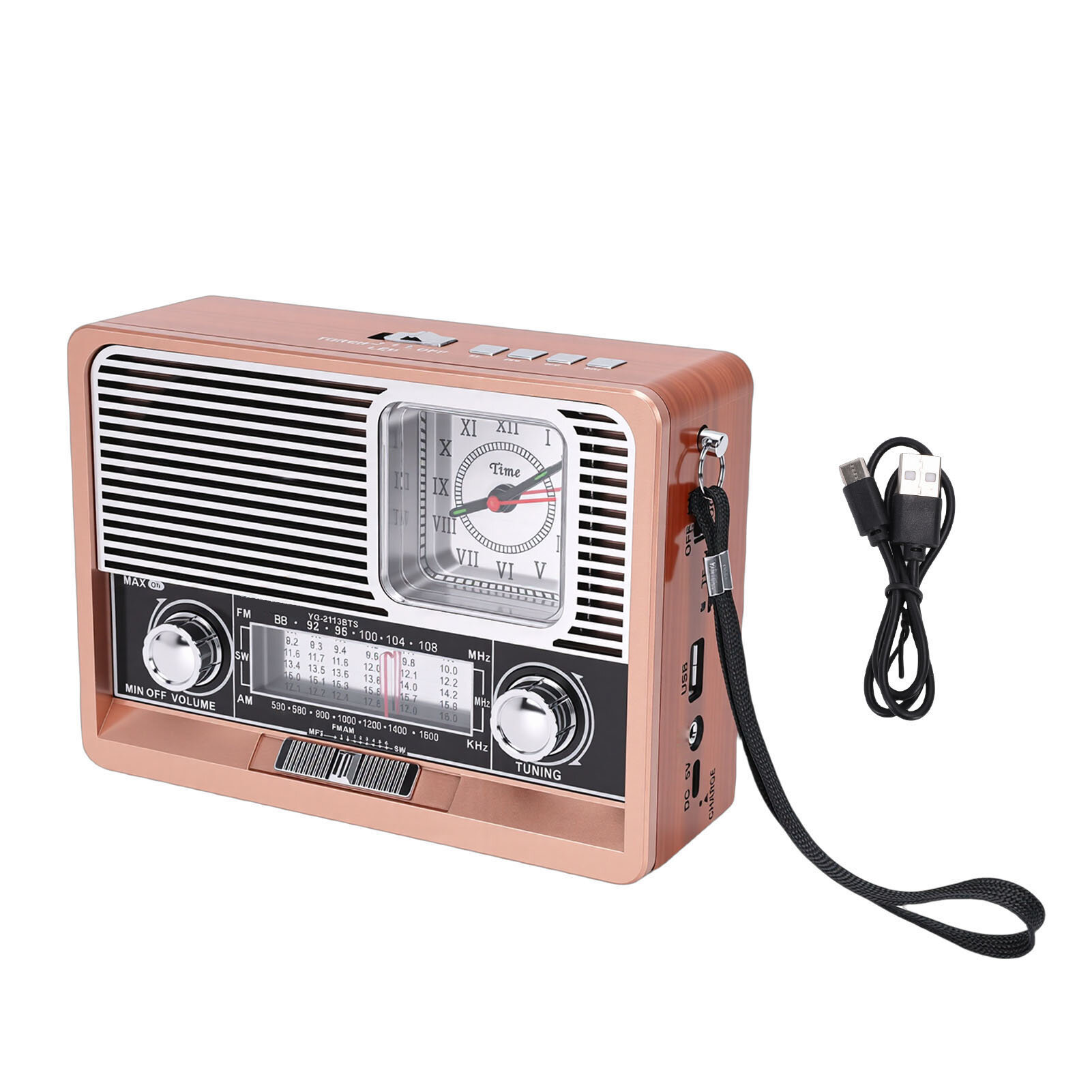 Ретро AM FM SW Радио USB Перезаряжаемые Старинные Часы На Солнечной Энергии Радио с Фонариком Динамик Поддержка USB Накопителя Карта Памяти MP3