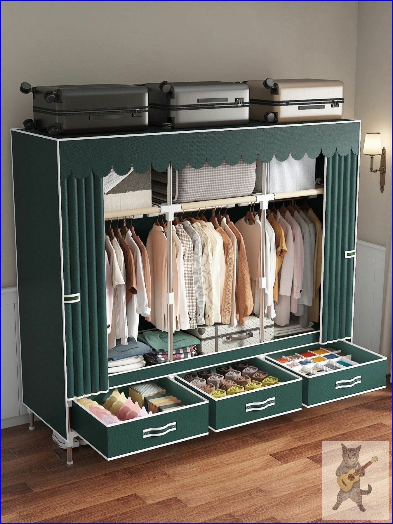 Тканевый шкаф для одежды в прихожую и спальню напольный