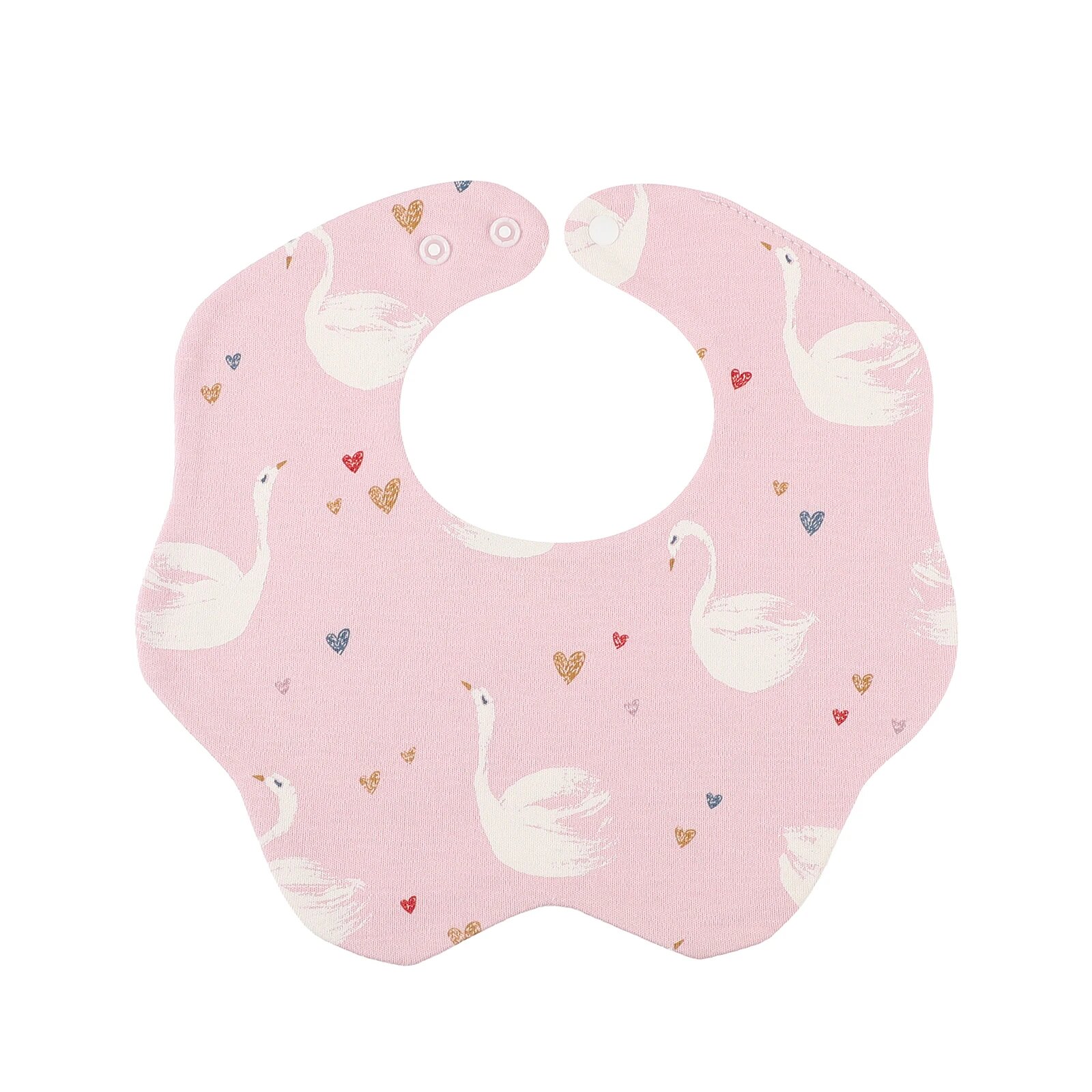 Детский нагрудник розовый "Pink Swan" хлопковый