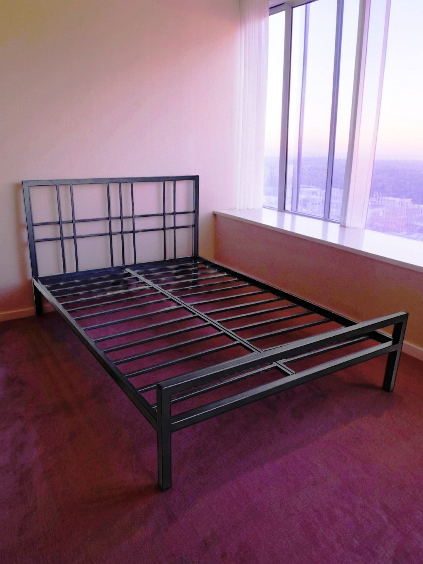 Кровать "Эмили", кованая, двуспальная, с бортиком, черная, 180x200х100см