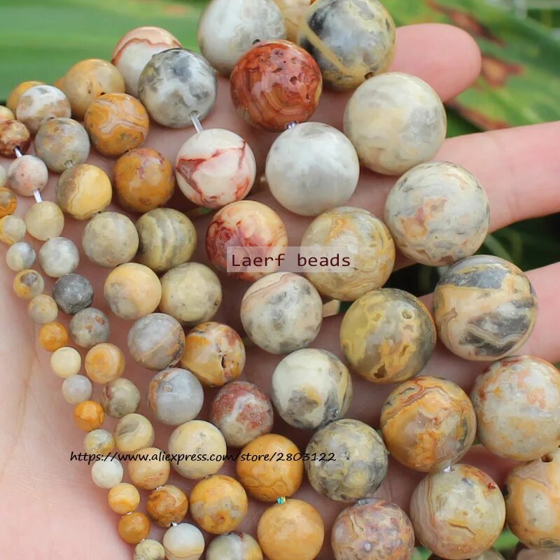 Круглые бусины из натурального агата Laerf beads 4-14 мм 3-4mm 88-93pcs