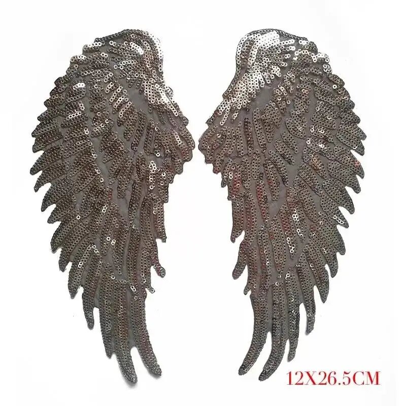 Блестящие крылья ангела нашивка Silver