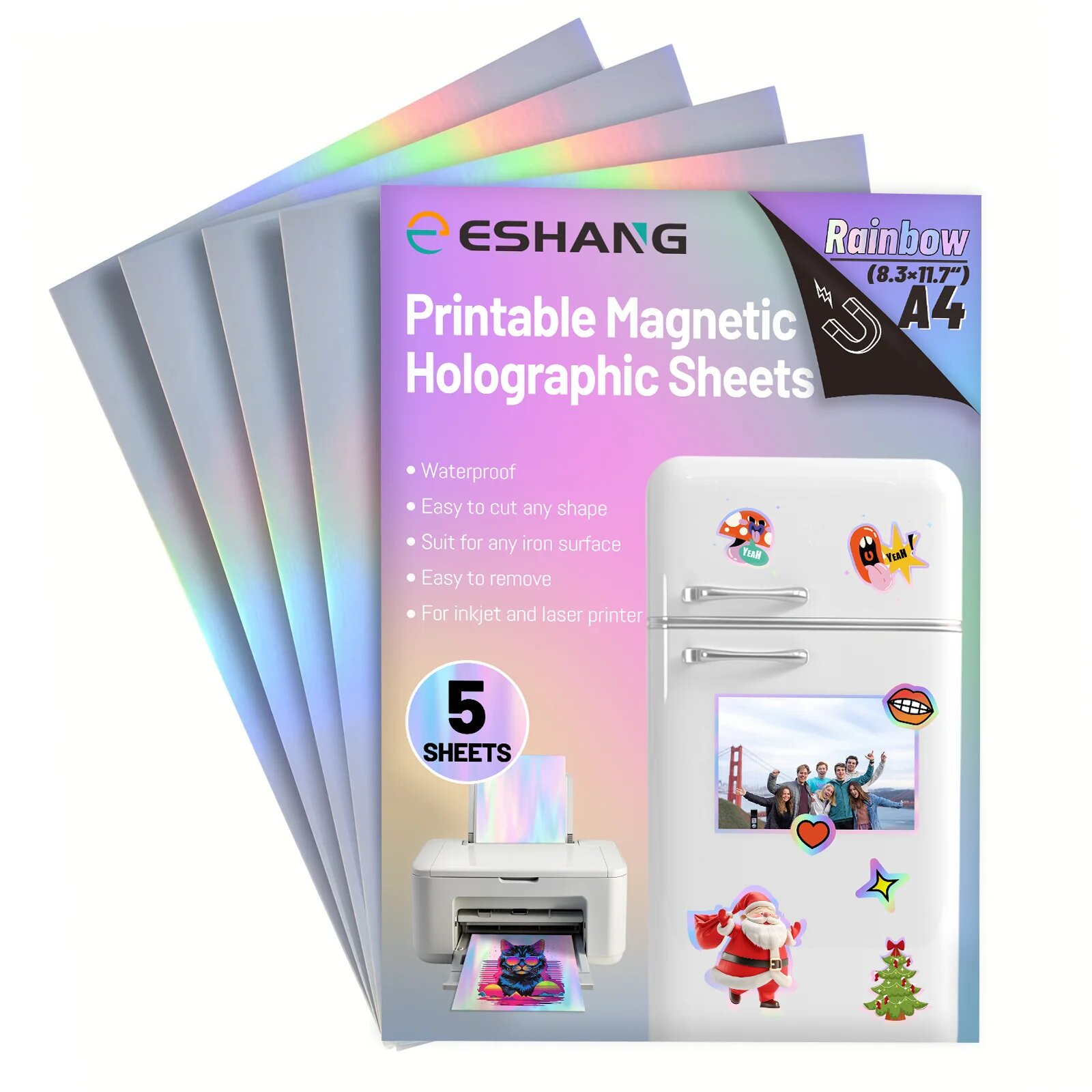 Магнитная голографическая бумага A4, 5 листов