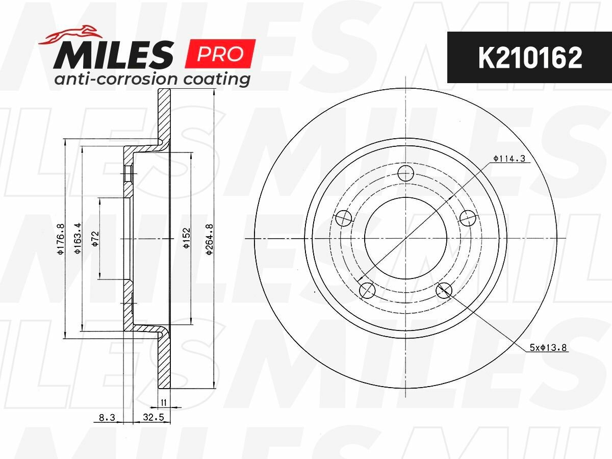 Диск тормозной MAZDA 3 1.4-2.0 03- задний