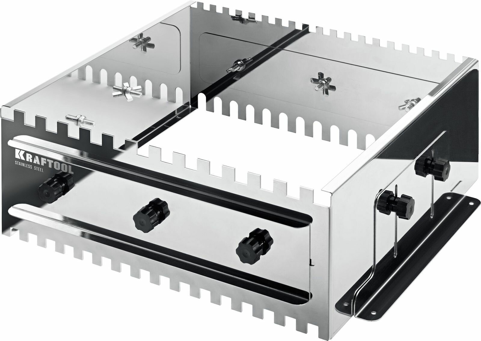 Гребенка для плитки KRAFTOOL Bunker-4, раздвижная, зубцы 8, 10, 12 мм, полукруг 10х20 мм, нержавеющая сталь