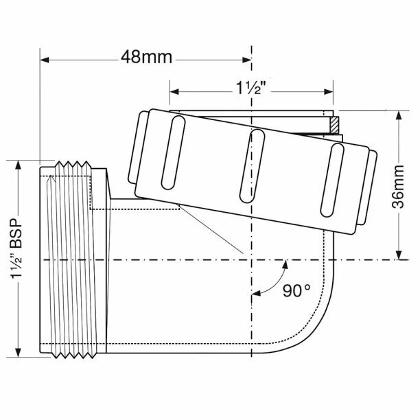McAlpine T4U Сифон сливной колено 90 градусов 1 1/2'х1 1/2' для мойки из пластика