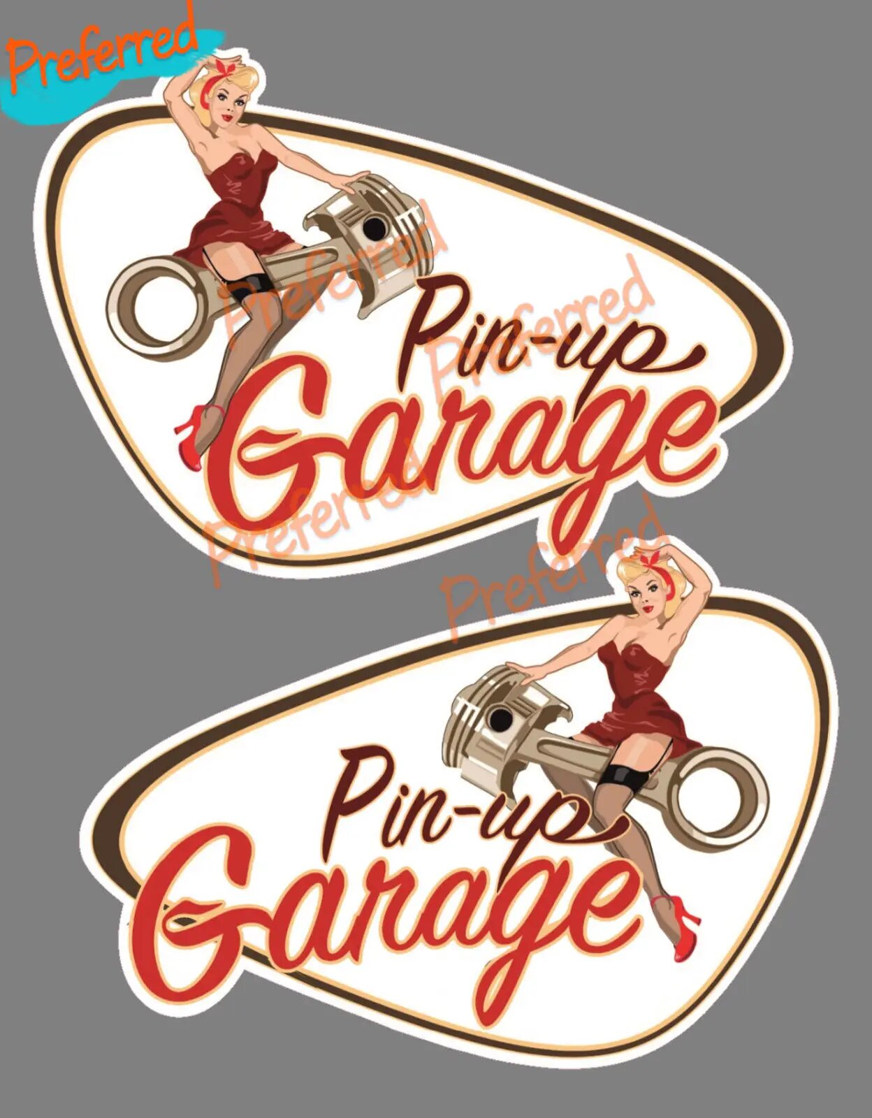 2x наклейка Pin-up Garage, 5см, ретро