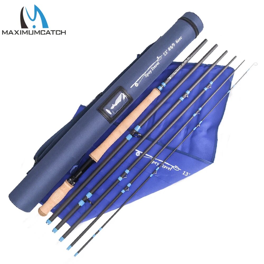 MAXIMUMCATCH Spey Fly Fishing Rod 12/13/14ft 6/7/8/9/10WT 13ft 6-7wt 4pc(396cm